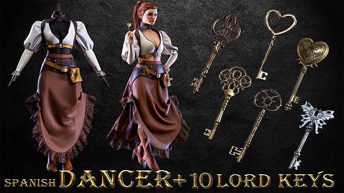 3D model SPANISH DANCER OUTFIT WITH LORD KEYS VR / AR / low-poly | CGTrader