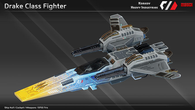 3D model Spaceship Drake Class Fighter VR / AR / low-poly | CGTrader