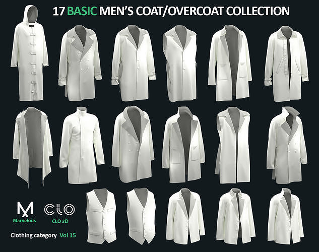 17 Men-s Coat and Jacket PACK - Marvelous clo3d zprj obj fbx 3D model ...