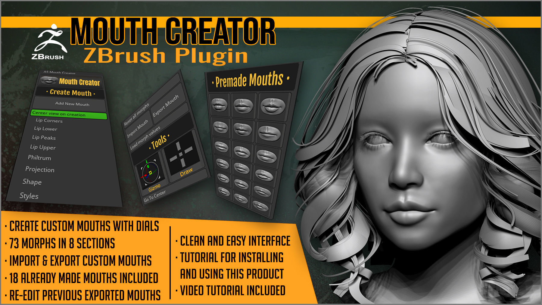 Mouth Creator ZBrush Plugin 3D model | CGTrader