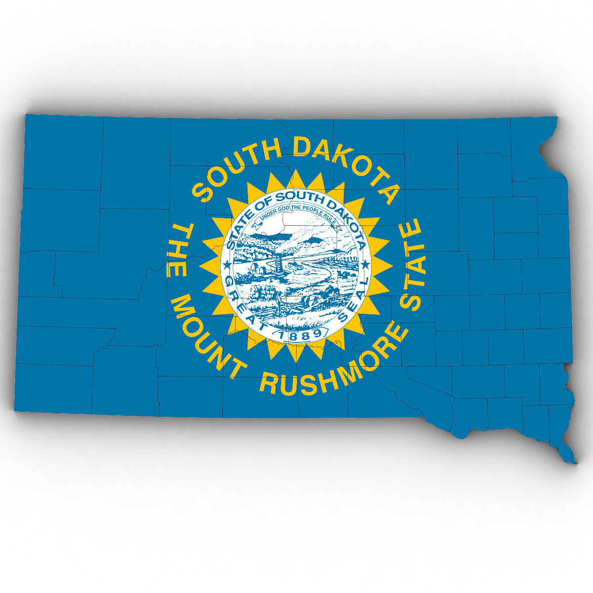 South Dakota Political Map 3D model | CGTrader