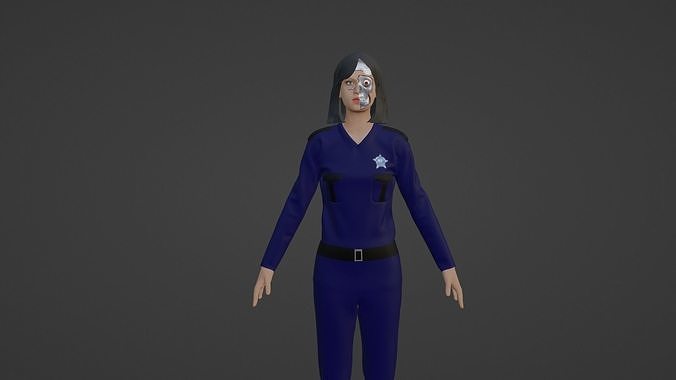 3D model Cyber Police - Robot Woman VR / AR / low-poly | CGTrader