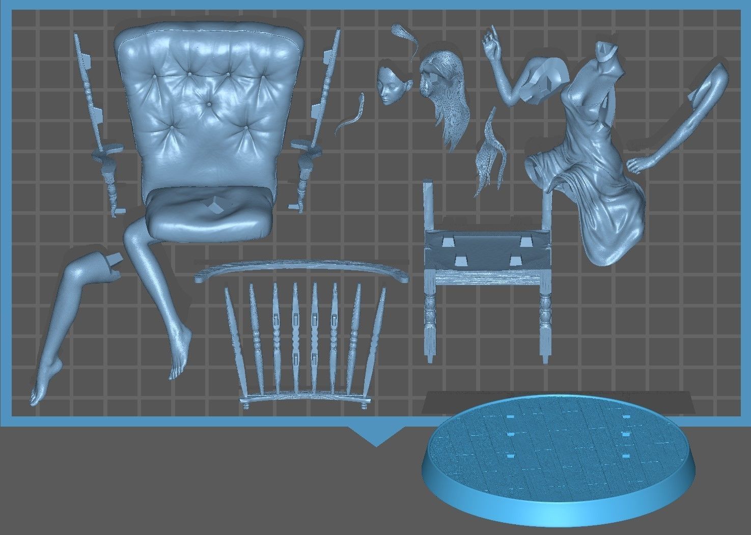 Woman sitting on a chair - dress 3D model 3D printable | CGTrader