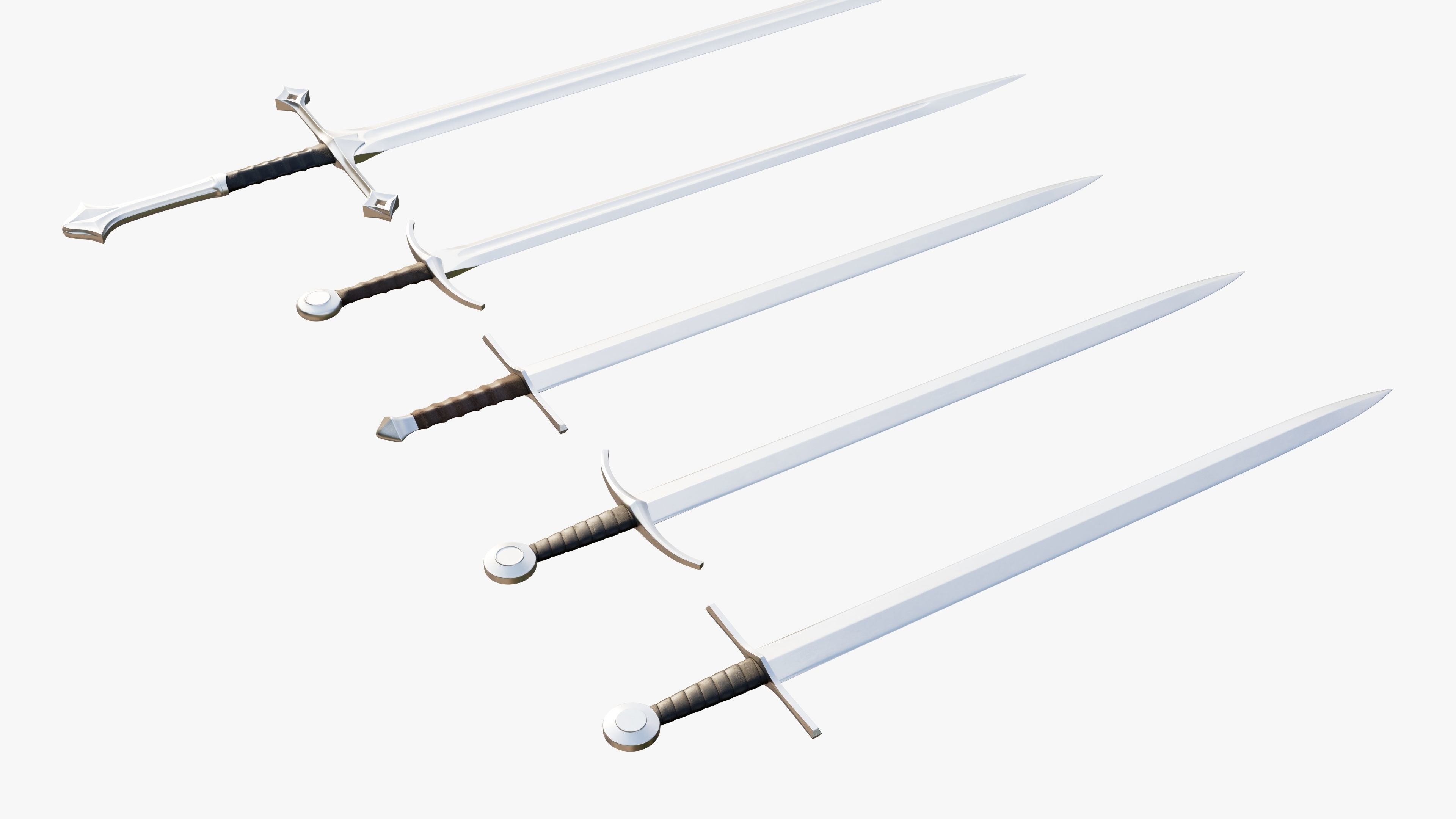 Collection medieval swords 01-05 plus old textures and sheaths 3D model ...