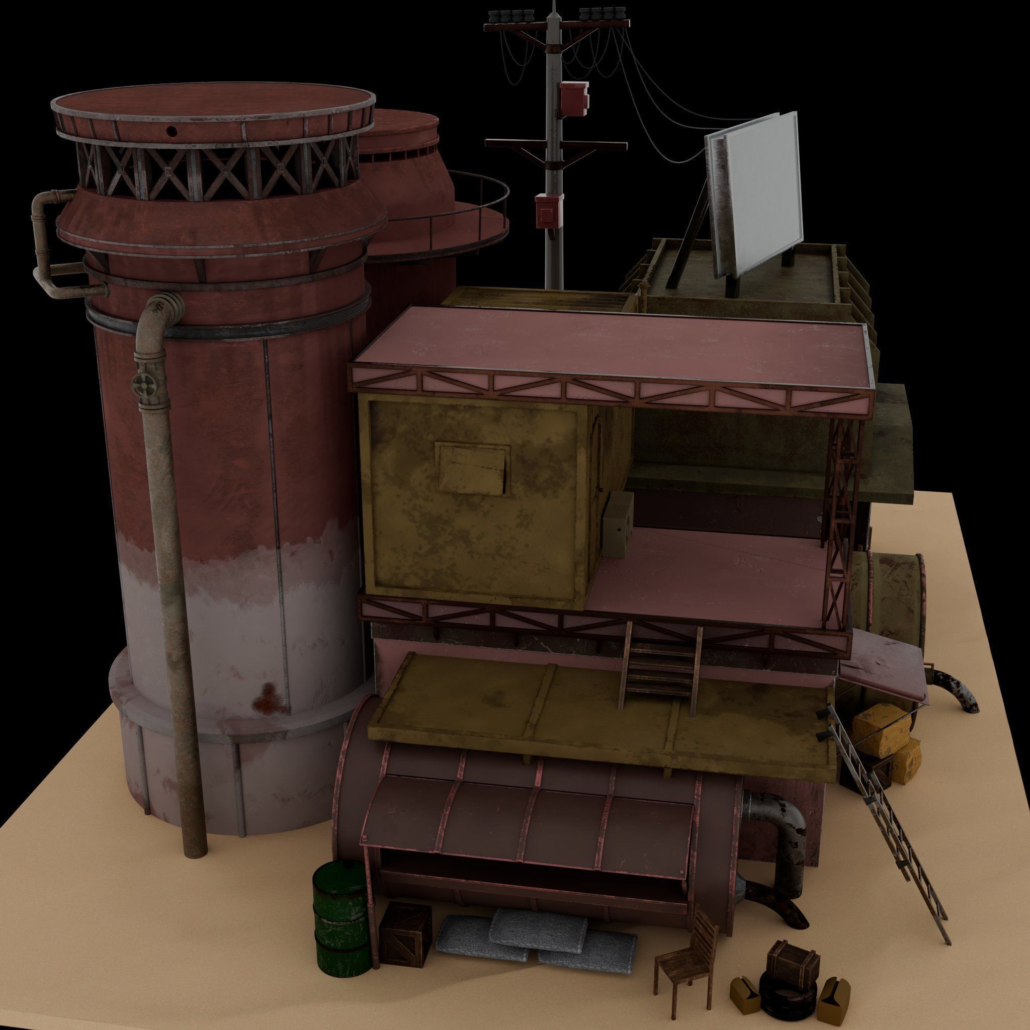 High-Rise Industry - The Towering Building of Production 3D model ...