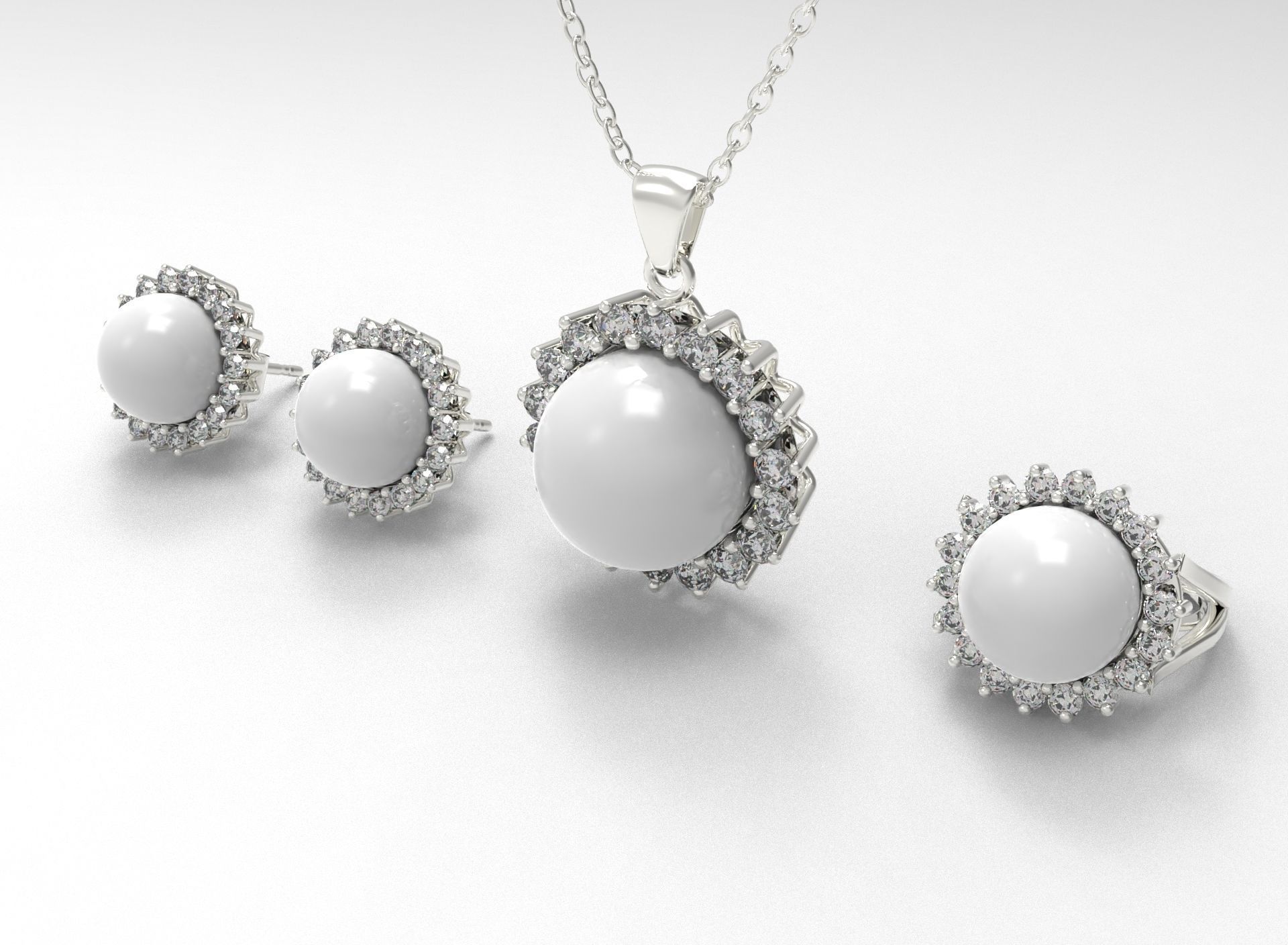 Silver Pearl jewelry 3D model | CGTrader