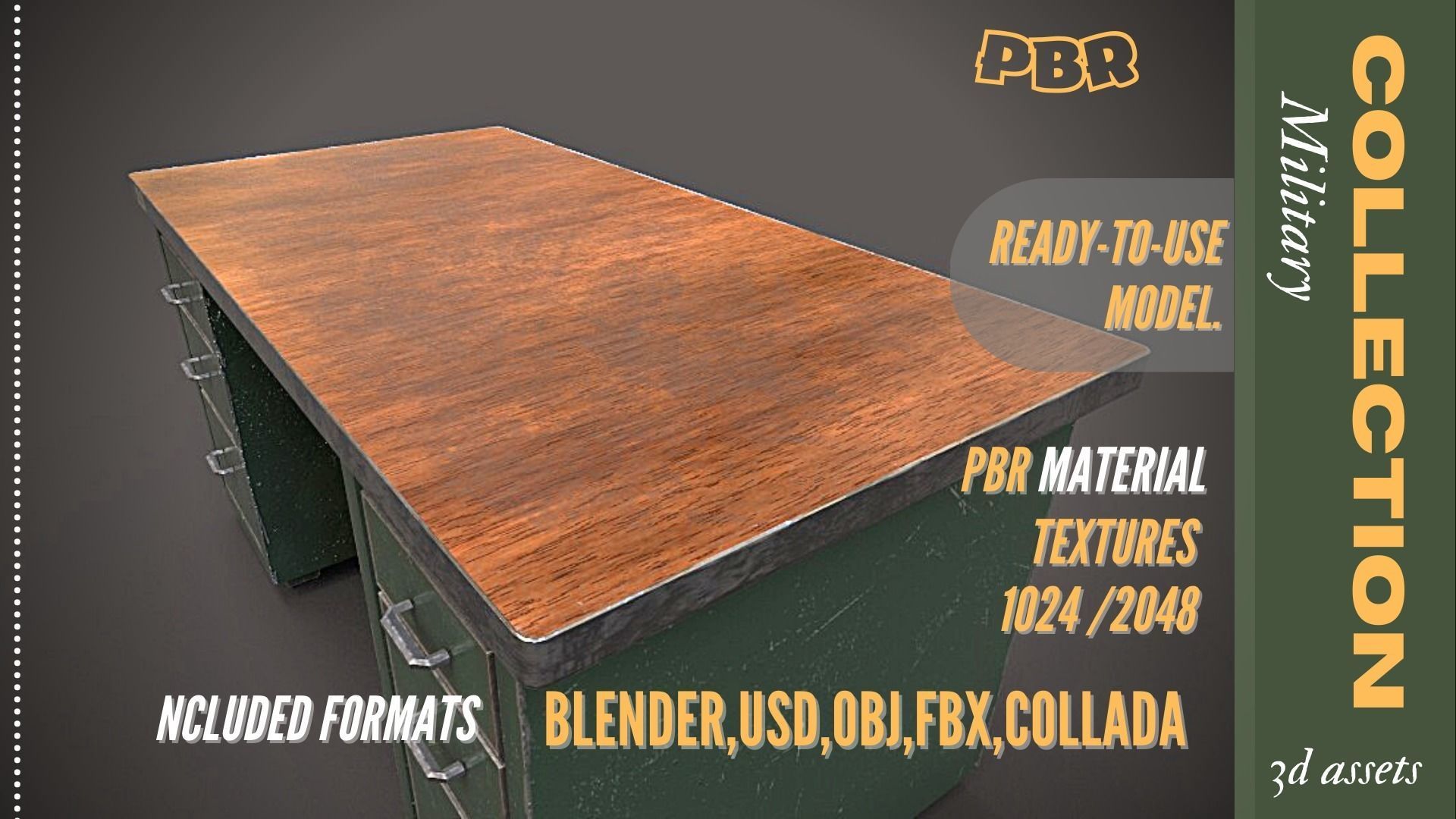 3D model Military office desk 3D Low-poly VR / AR / low-poly | CGTrader