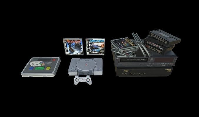 3D model CDs Video Games Consoles and VHS Pack VR / AR / low-poly ...