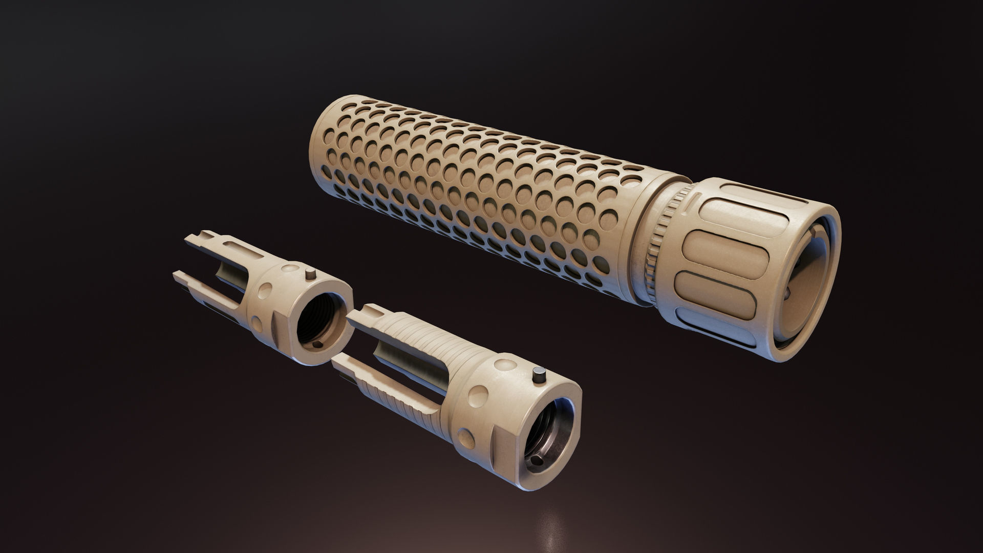 3D model KAC QDC flash suppressor VR / AR / low-poly | CGTrader