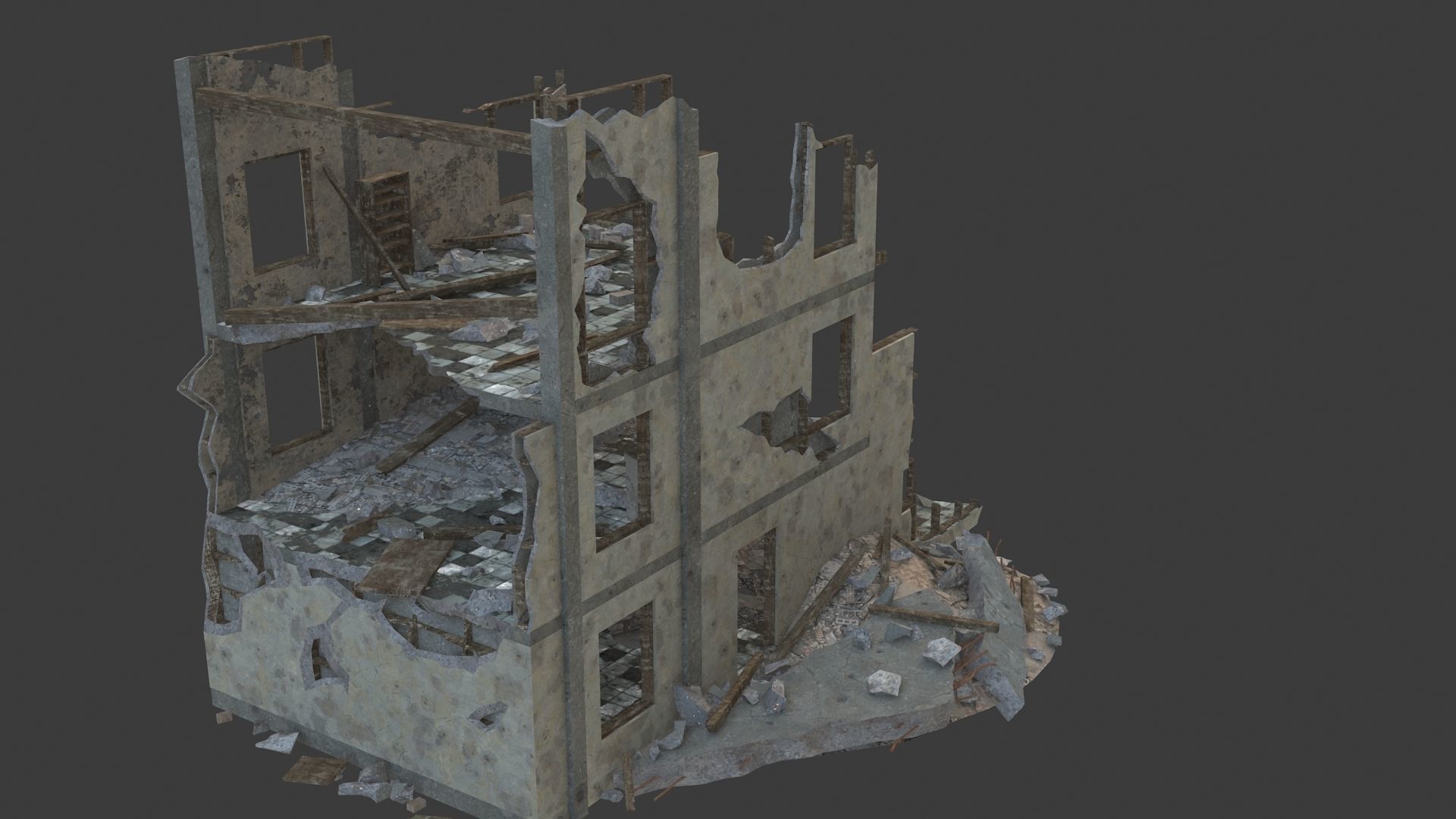3D model destruction building VR / AR / low-poly | CGTrader