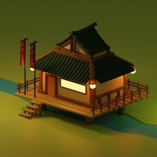 3D model Japanese Fish Restaurant VR / AR / low-poly | CGTrader