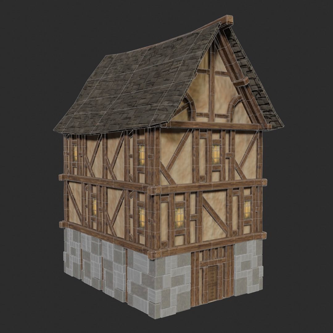 Village modular houses and surroundings Low Poly free VR / AR / low ...