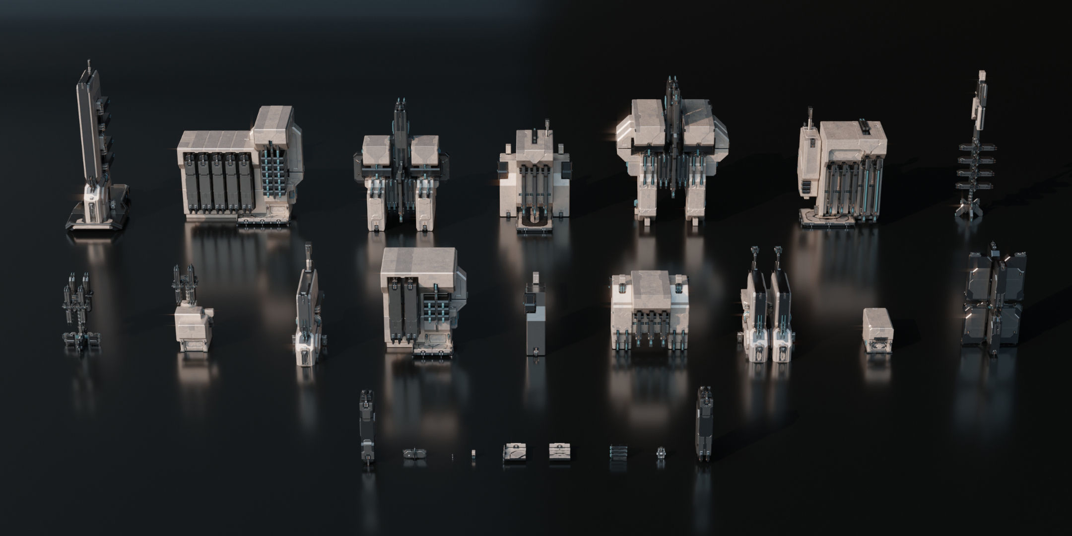 Space Base Sci Fi Buildings and Assets 3D Kit 3D model 3D model | CGTrader