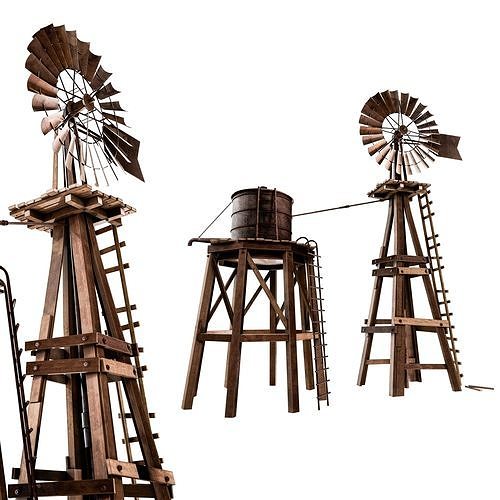 3D model Western Windmill Farm Set VR / AR / low-poly | CGTrader