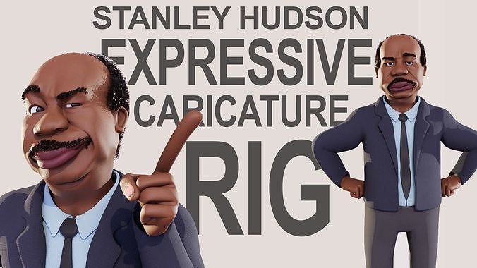 3D model Stanley Hudson Caricature Rig Low-poly 3D model VR / AR / low ...
