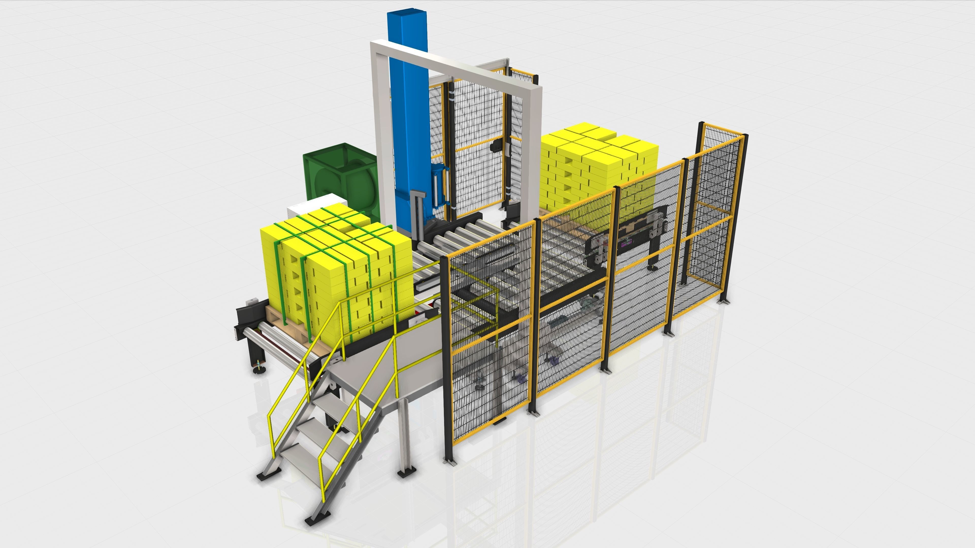 3D model Wrapping And Strapping Pallet - Process Line Packaging VR / AR ...