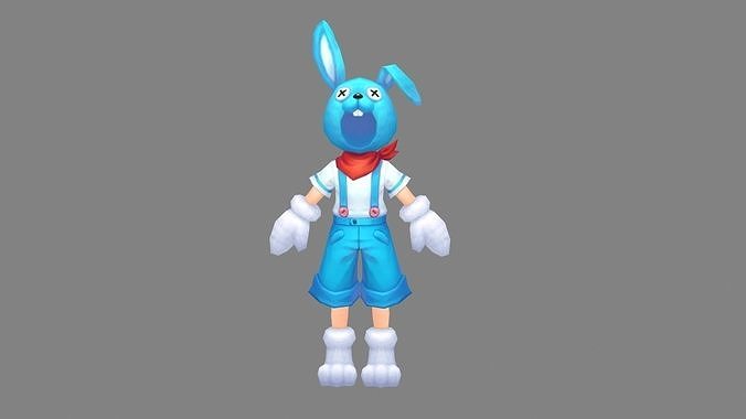 3D model Cartoon Blue Rabbit costume - boy VR / AR / low-poly | CGTrader