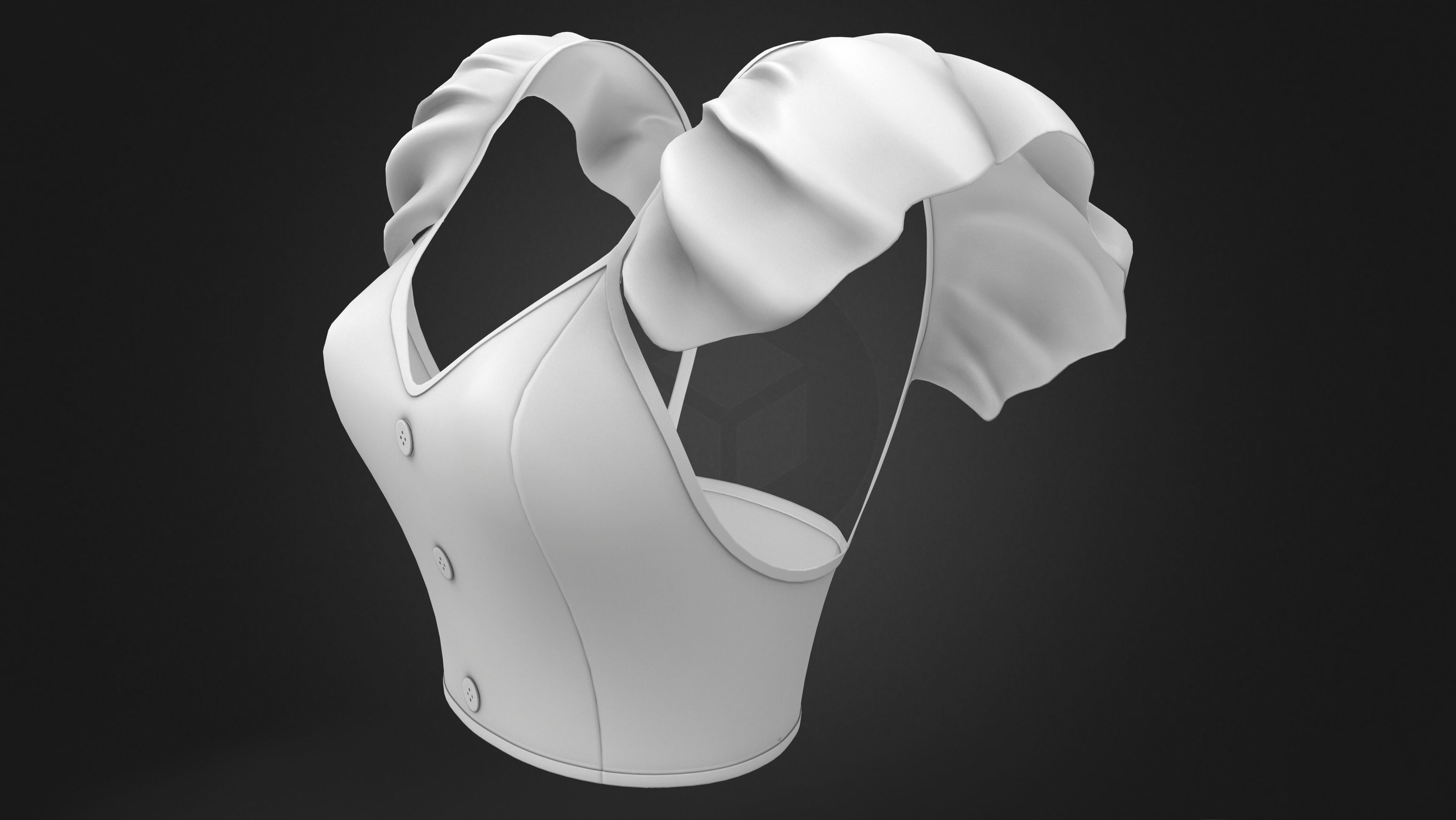 3D model Beige Ruffled Cap Shoulders Female Crop Top VR / AR / low-poly ...