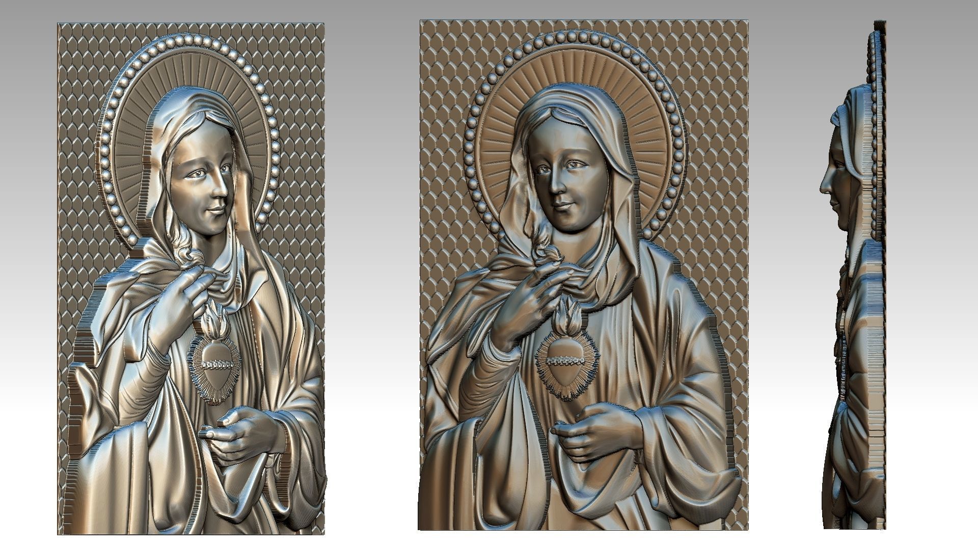 Immaculate Heart of Virgin Mary Relief 3D model 3D printable | CGTrader