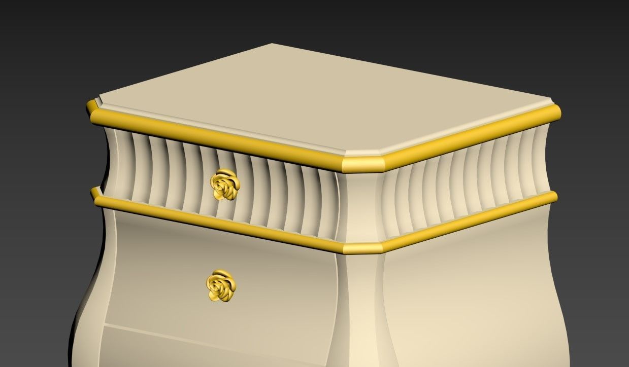 3D model COMODINO-FLORENTIA ornate nightstand gold VR / AR / low-poly ...