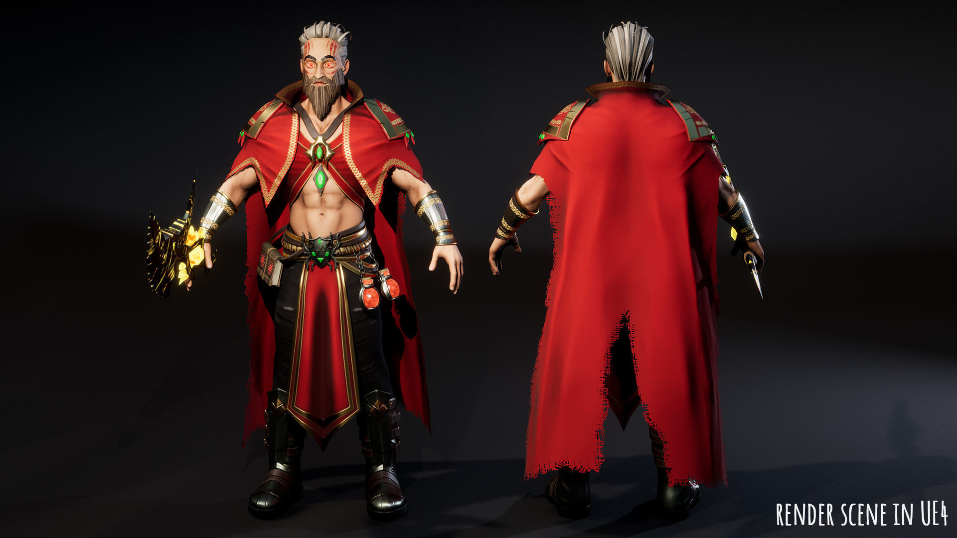 3D model Male Wizard Red VR / AR / low-poly | CGTrader