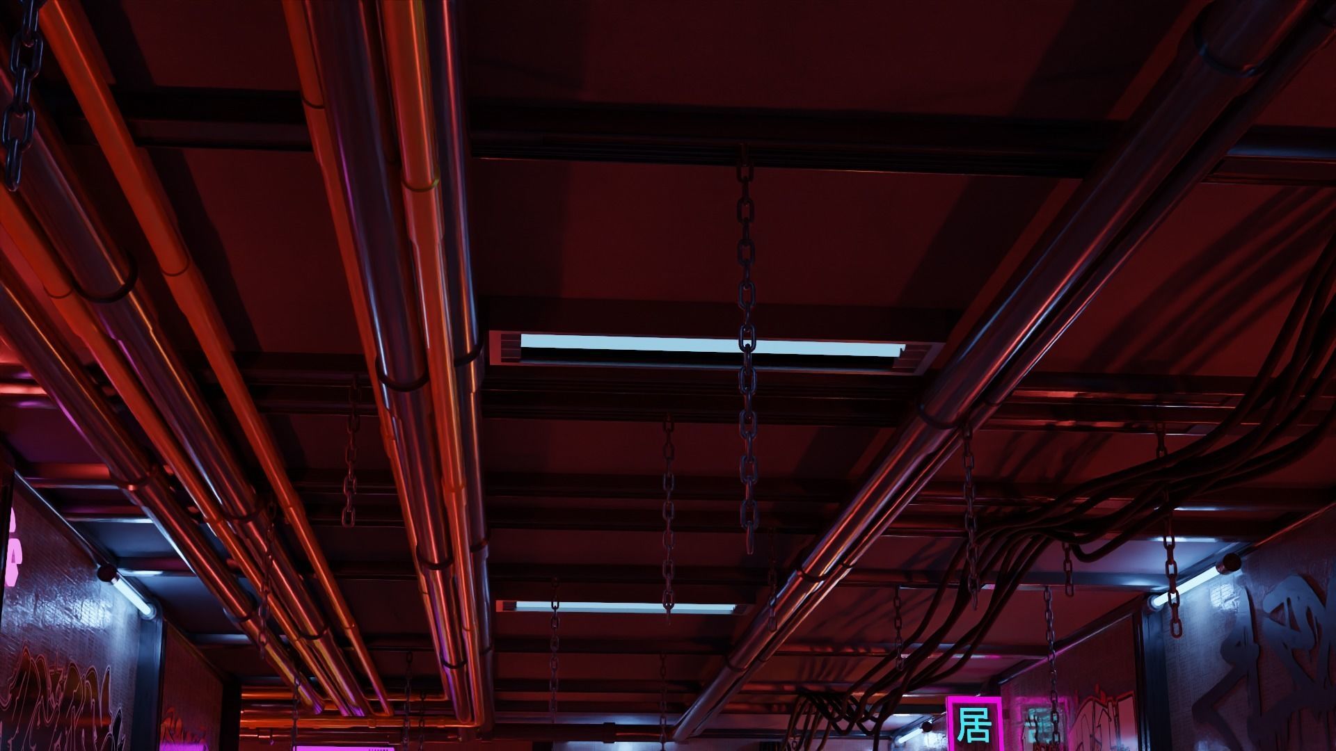 Cyberpunk corridor 3D model | CGTrader