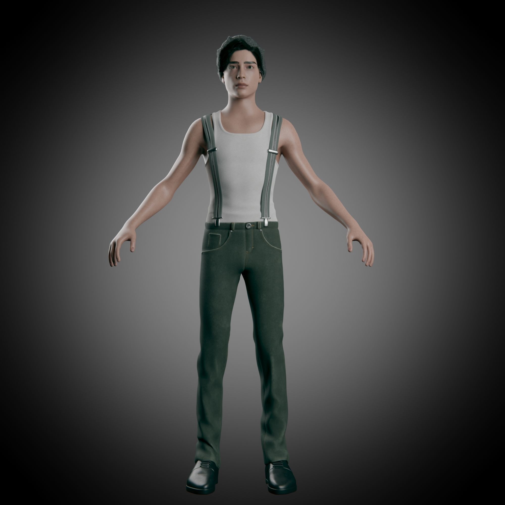 3D model Low-Poly 3D Model Jughead man in jeans and hat VR / AR / low ...