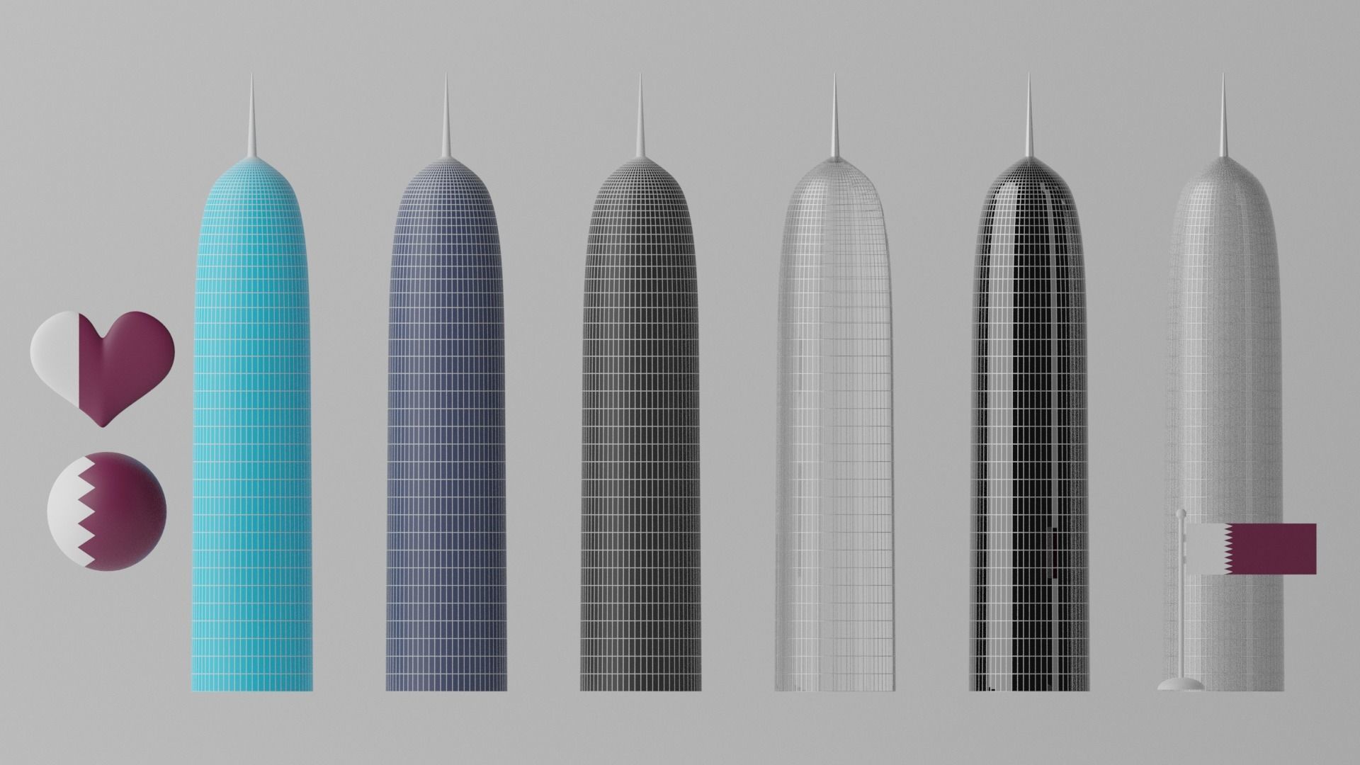 Burj Qatar Doha Tower Landmark 3D model | CGTrader