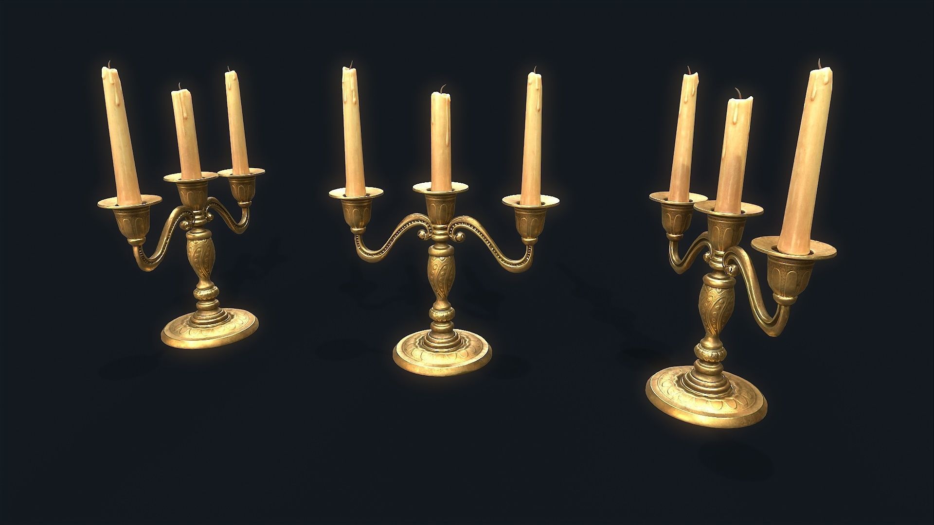 3D model Medieval Candlestick 3 VR / AR / low-poly | CGTrader