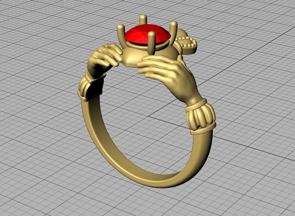 Celtic Claddagh Ring Friendship Love Ring 6mm stone 3D model 3D printable | CGTrader