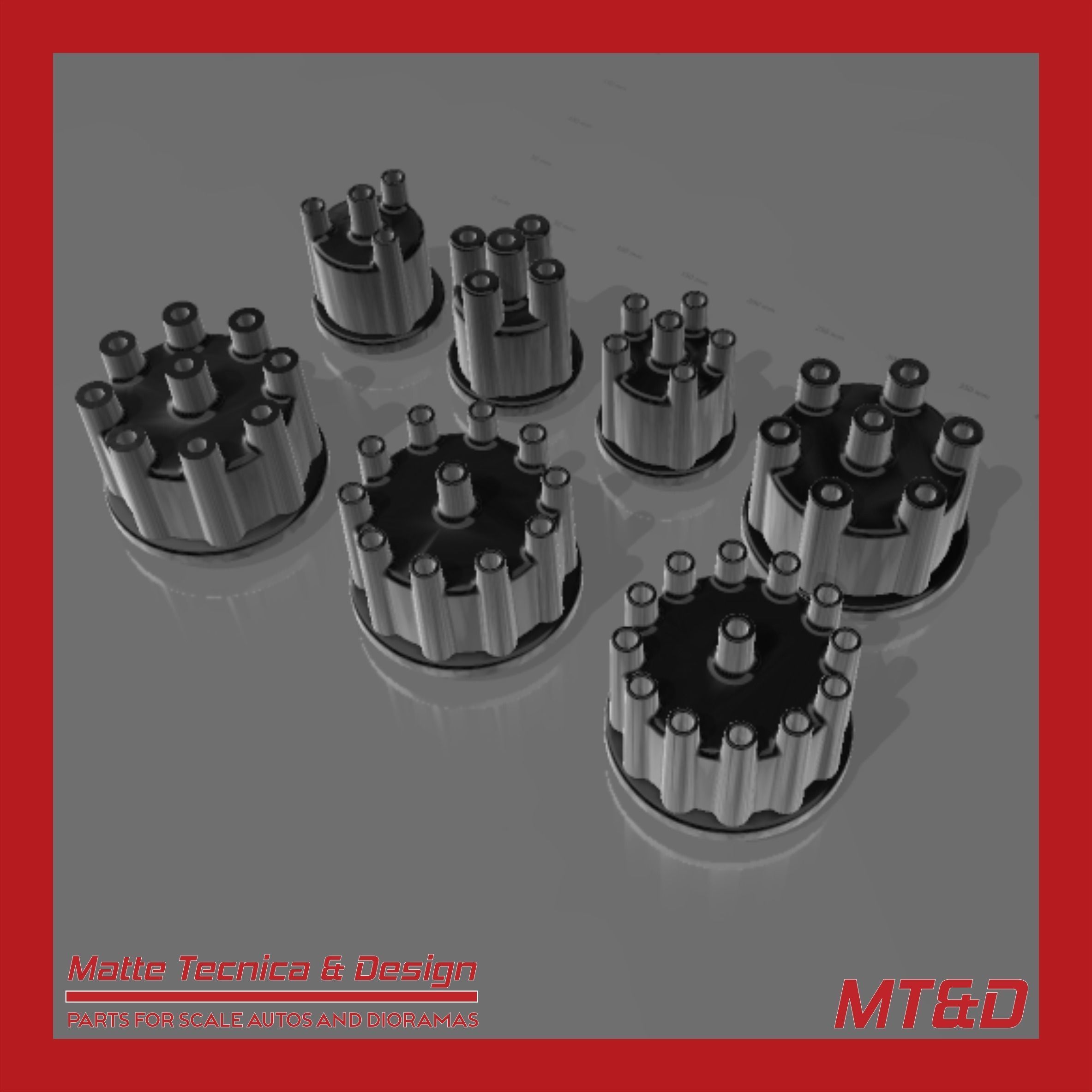 Scale auto distributor caps 3 to 12 cylinders 3D model 3D printable ...