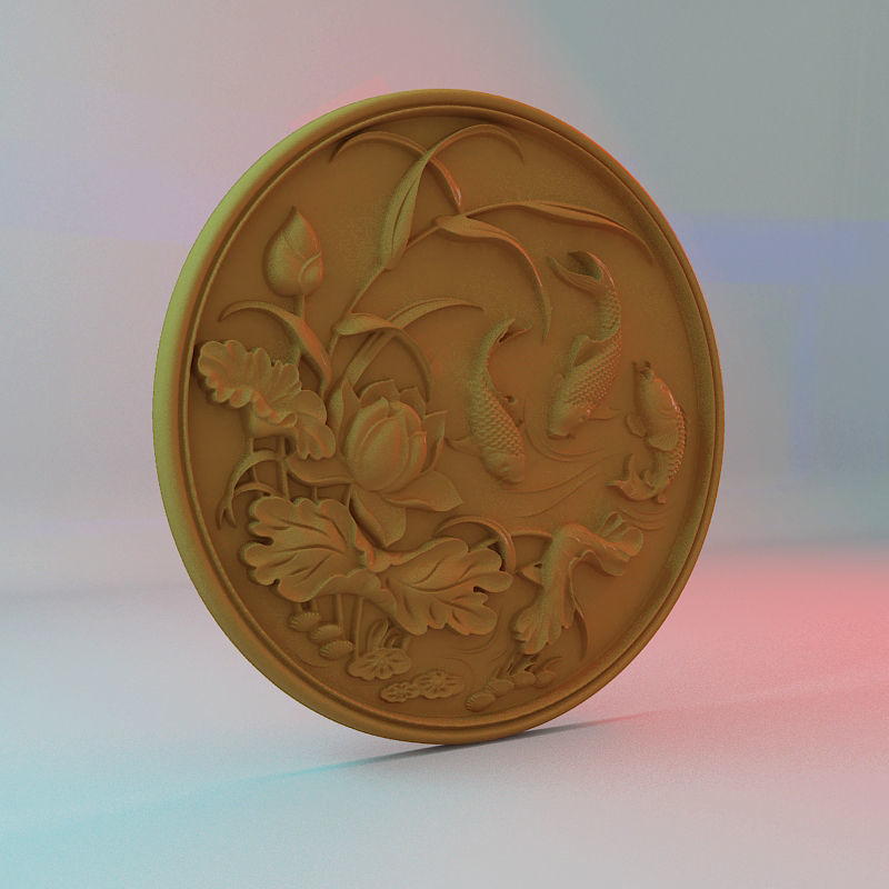 Fish and lotus 3d STL models for CNC router 3D model 3D printable ...