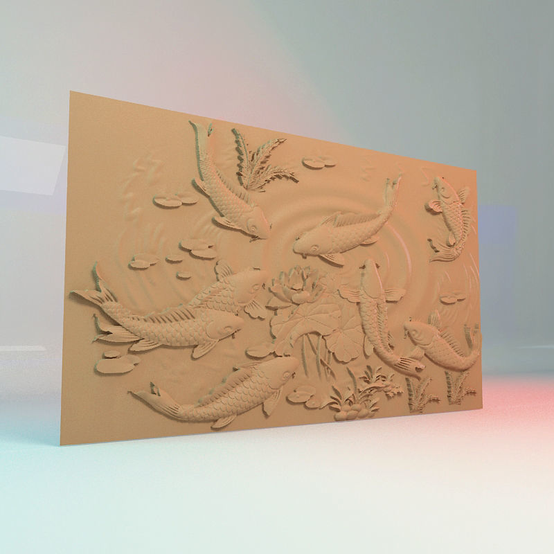 Fish and lotus 3D STL Model for Cnc users 3D model 3D printable | CGTrader