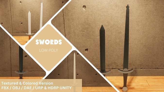 3D model Swords - Lowpoly Textured and Color based VR / AR / low-poly ...