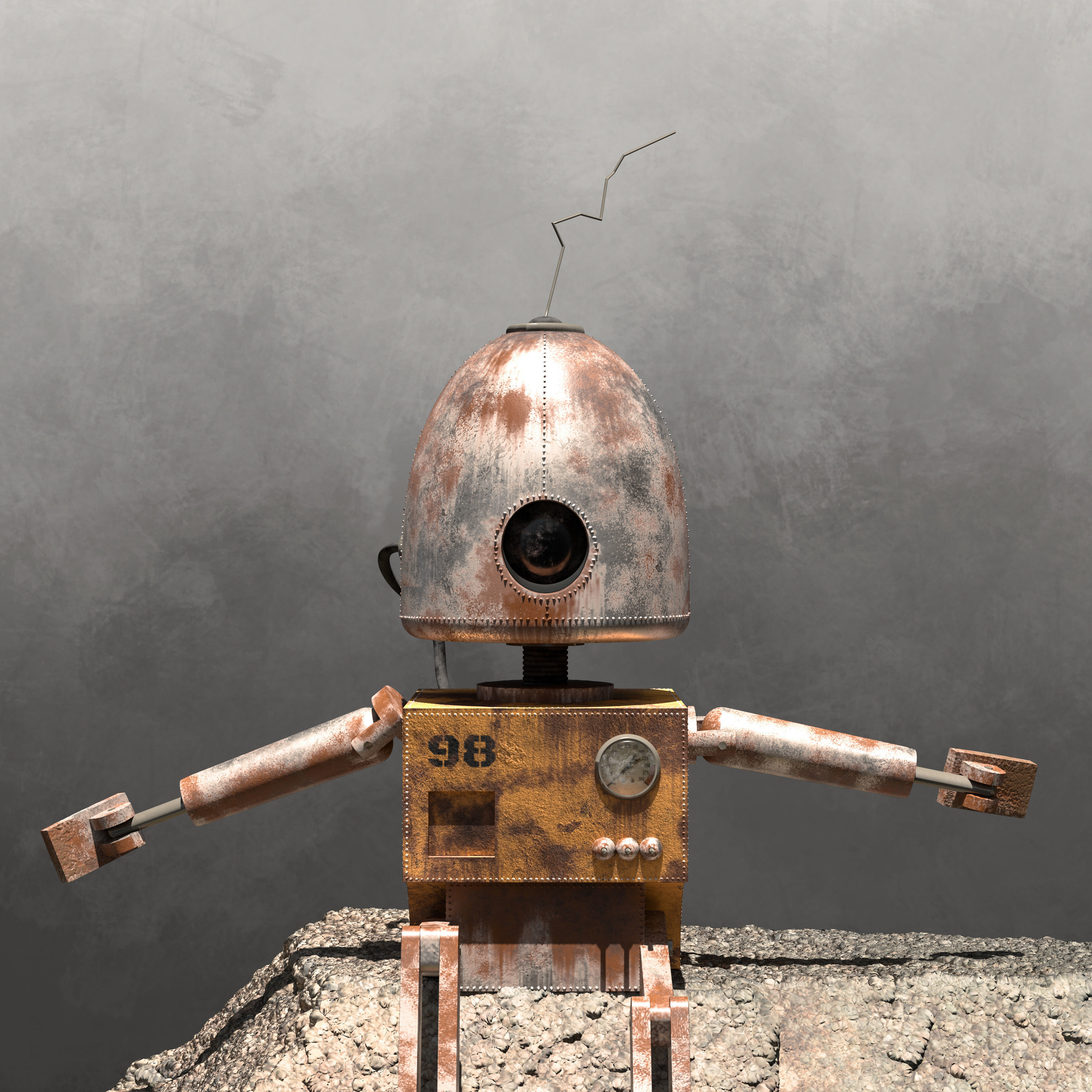 Rusted Robot Diorama 3D model | CGTrader