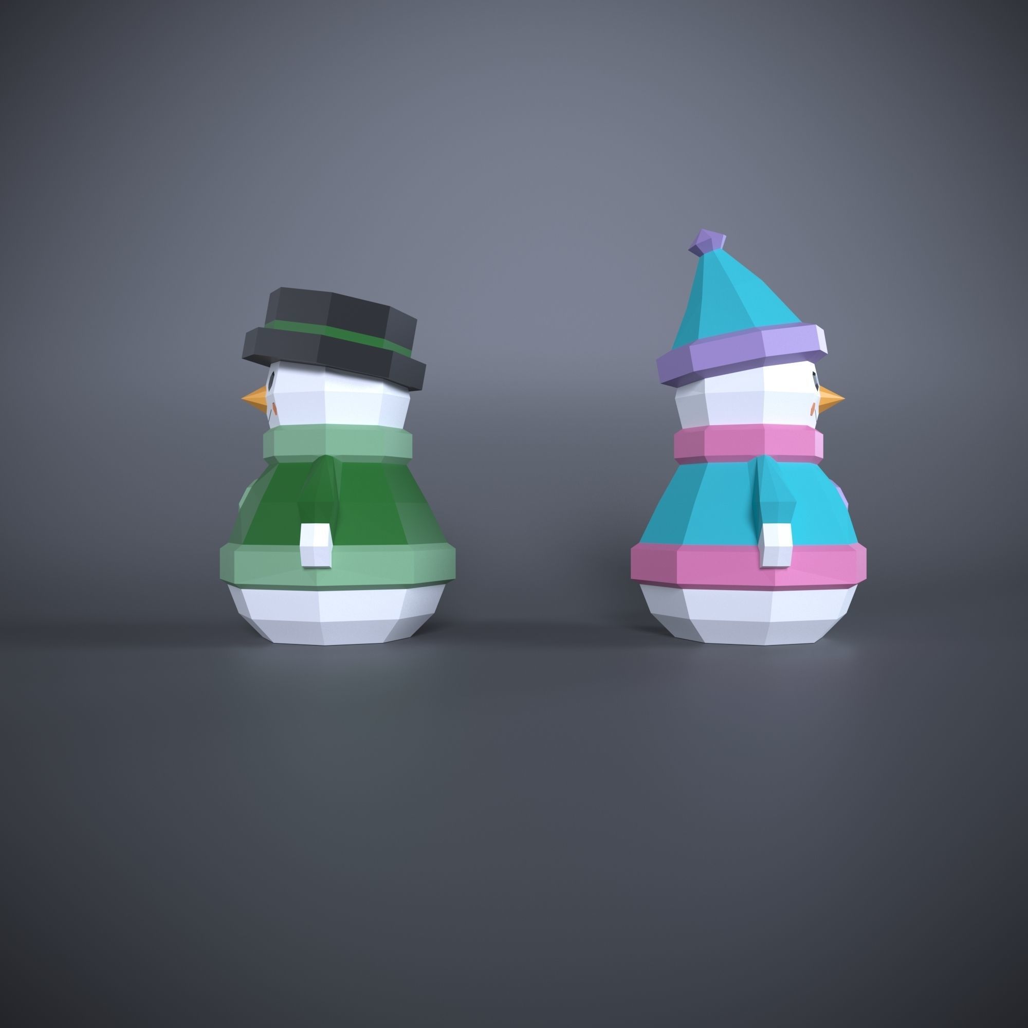 Low Poly Snowman Model Origami 3D print model 3D print model 3D model ...