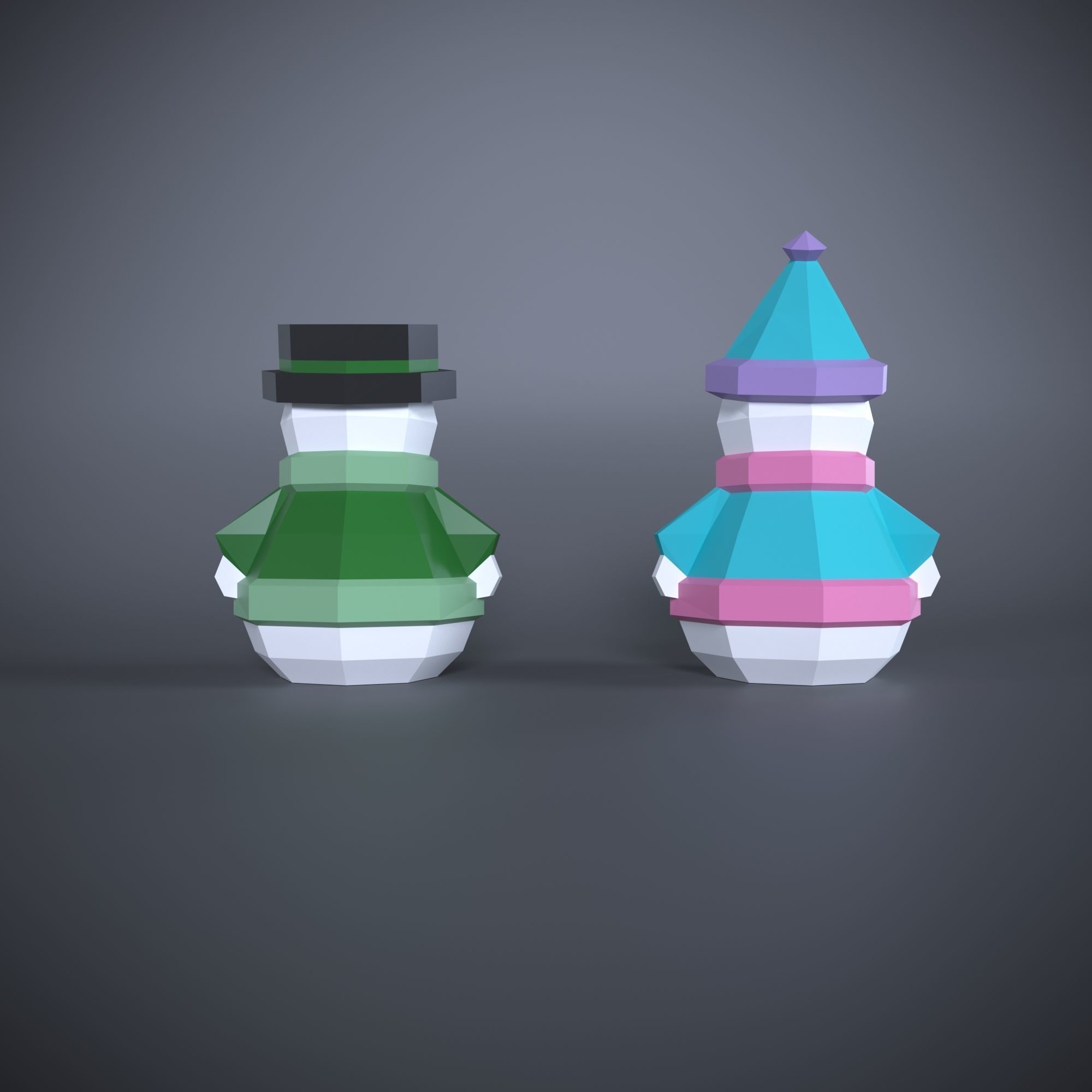 Low Poly Snowman Model Origami 3D print model 3D print model 3D model 3D printable | CGTrader