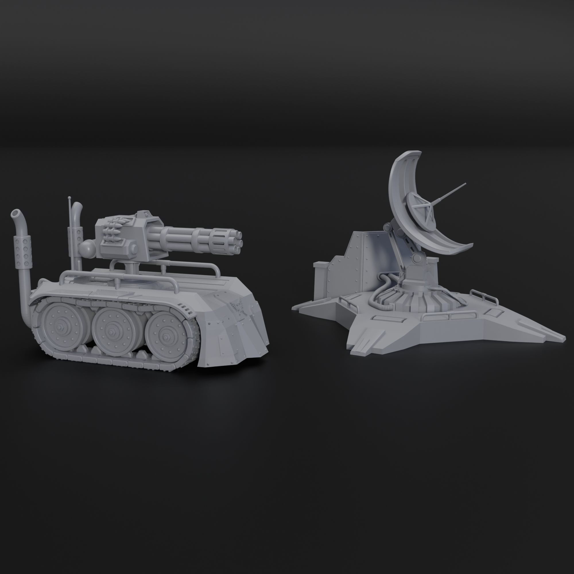 drone sentry gun with satellite station 3D model 3D printable | CGTrader