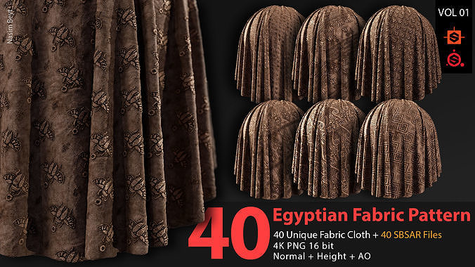 40 Tileable Ancient Fabric Pattern - Egyptian VOL 01 Texture | CGTrader