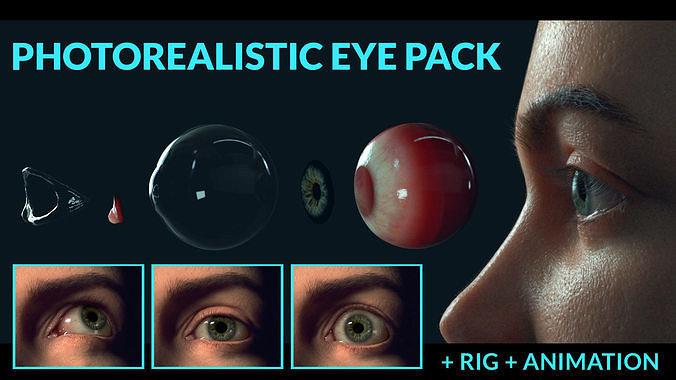 PHOTOREALISTIC EYE PACK WITH RIG AND ANIMATION 3D model animated rigged ...