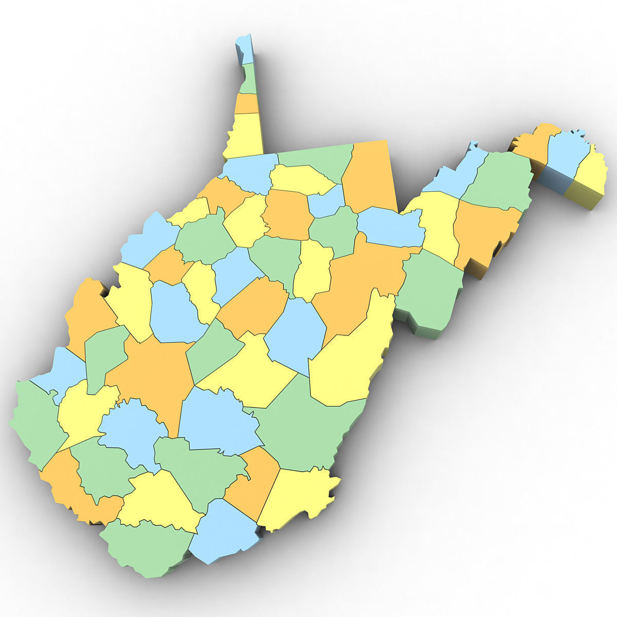 West Virginia Political Map 3D model | CGTrader