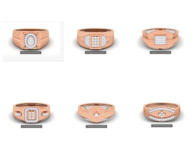 6 Gents Groom Diamond Ring 3dm renders details 3D Model Collection ...