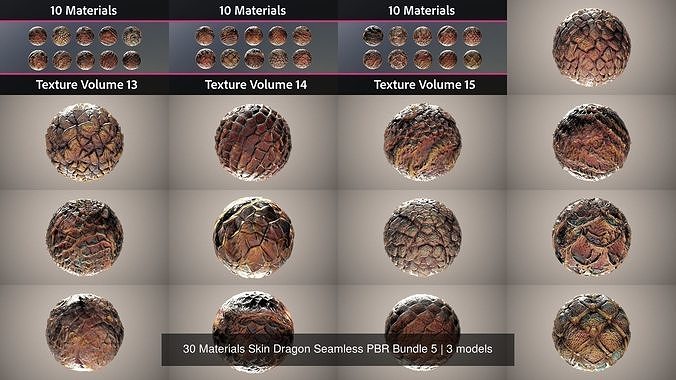 3D Model Collection 30 Materials Skin Dragon Seamless PBR Bundle 5 VR ...