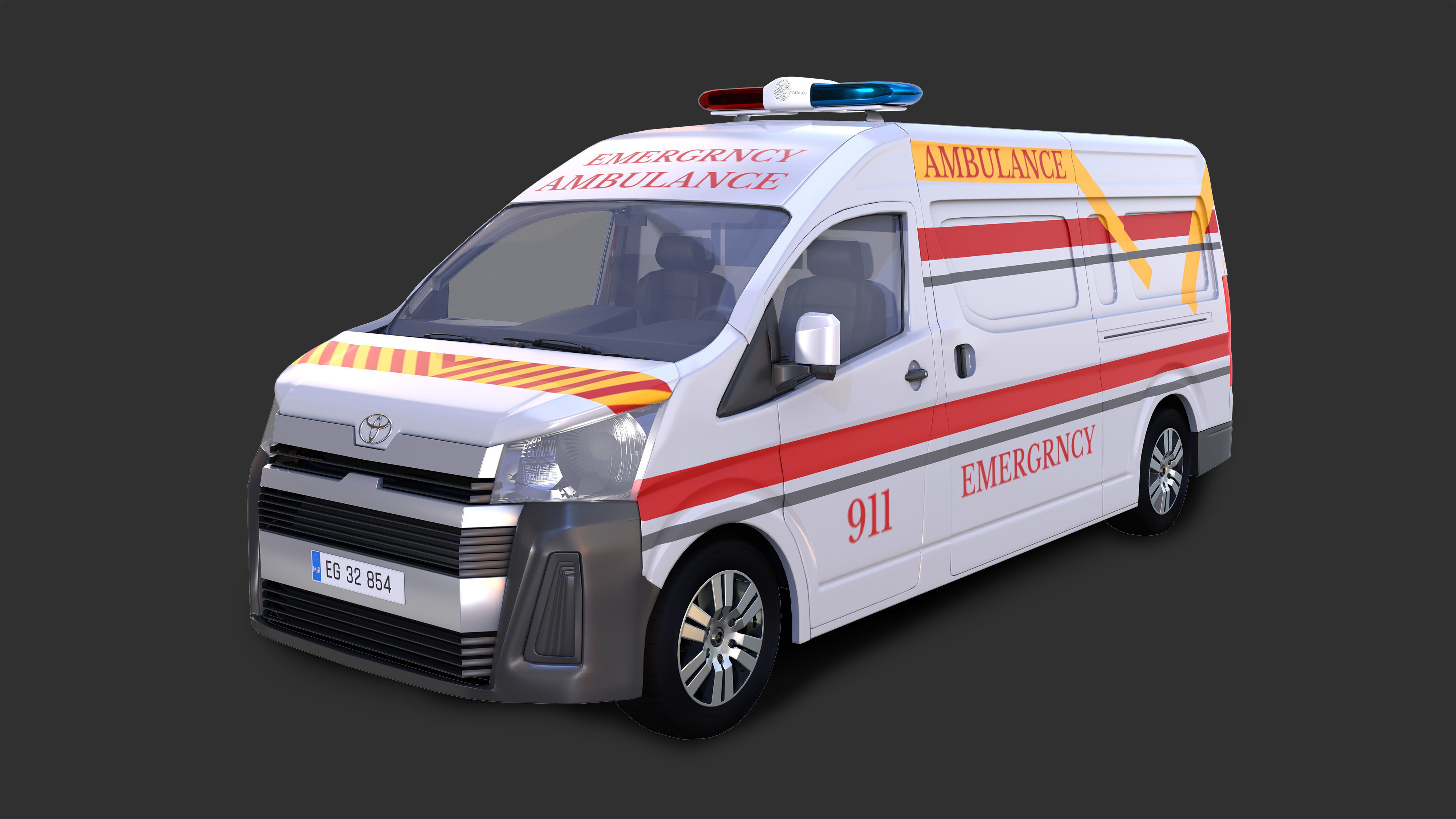 toyota hiace van - Ambulance - taxi - Post - police 3D model | CGTrader