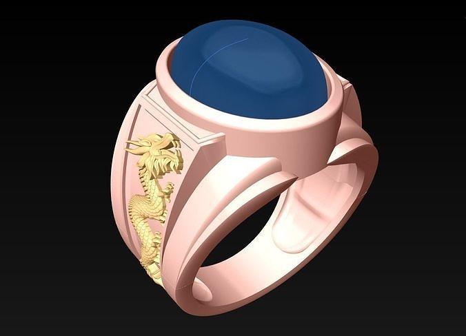 Dragon Phoenix Ring - Oval stone Ring - N4151 3D model 3D printable | CGTrader