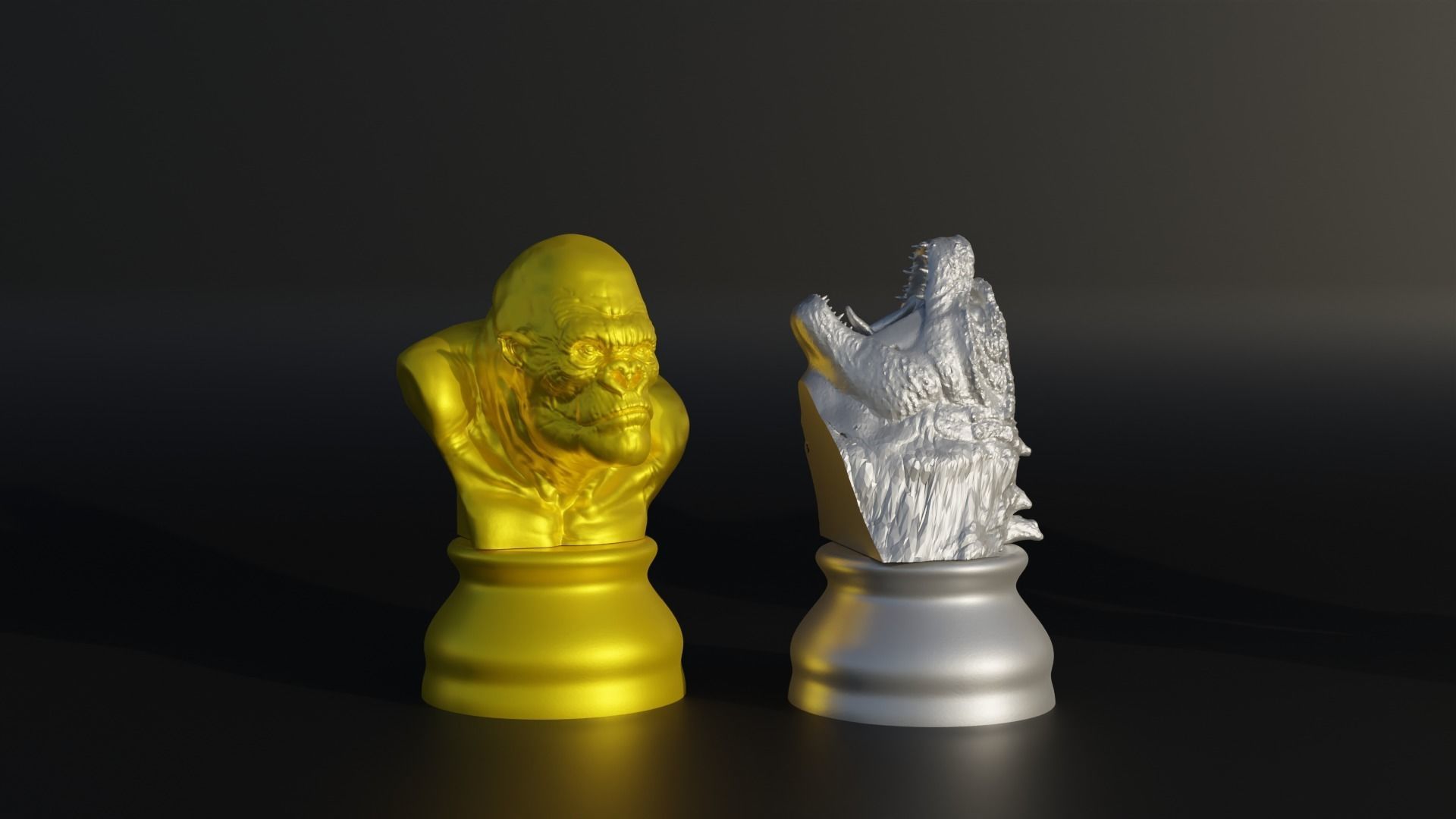 King Kong Versus Godzilla Figure Chess Set - 8 Different Pieces 3D ...