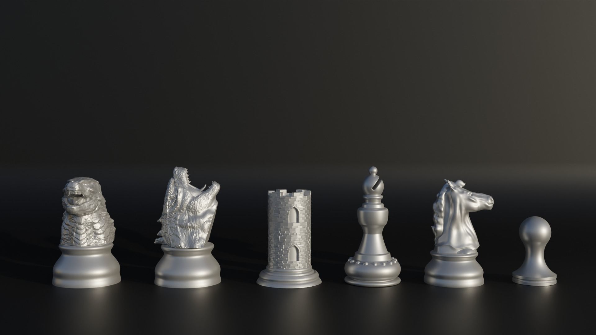 King Kong Versus Godzilla Figure Chess Set - 8 Different Pieces 3D ...