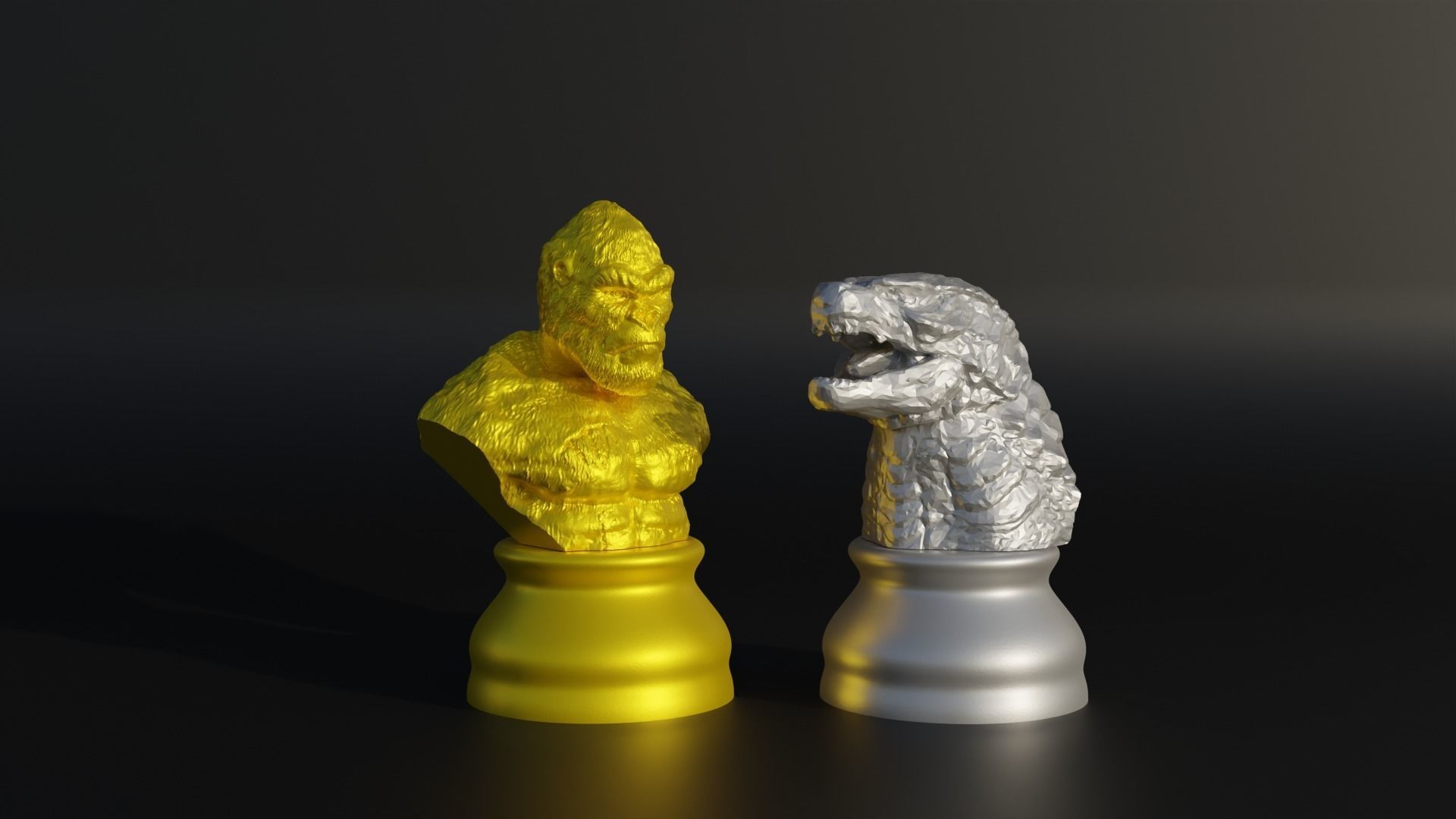 King Kong Versus Godzilla Figure Chess Set - 8 Different Pieces 3D ...