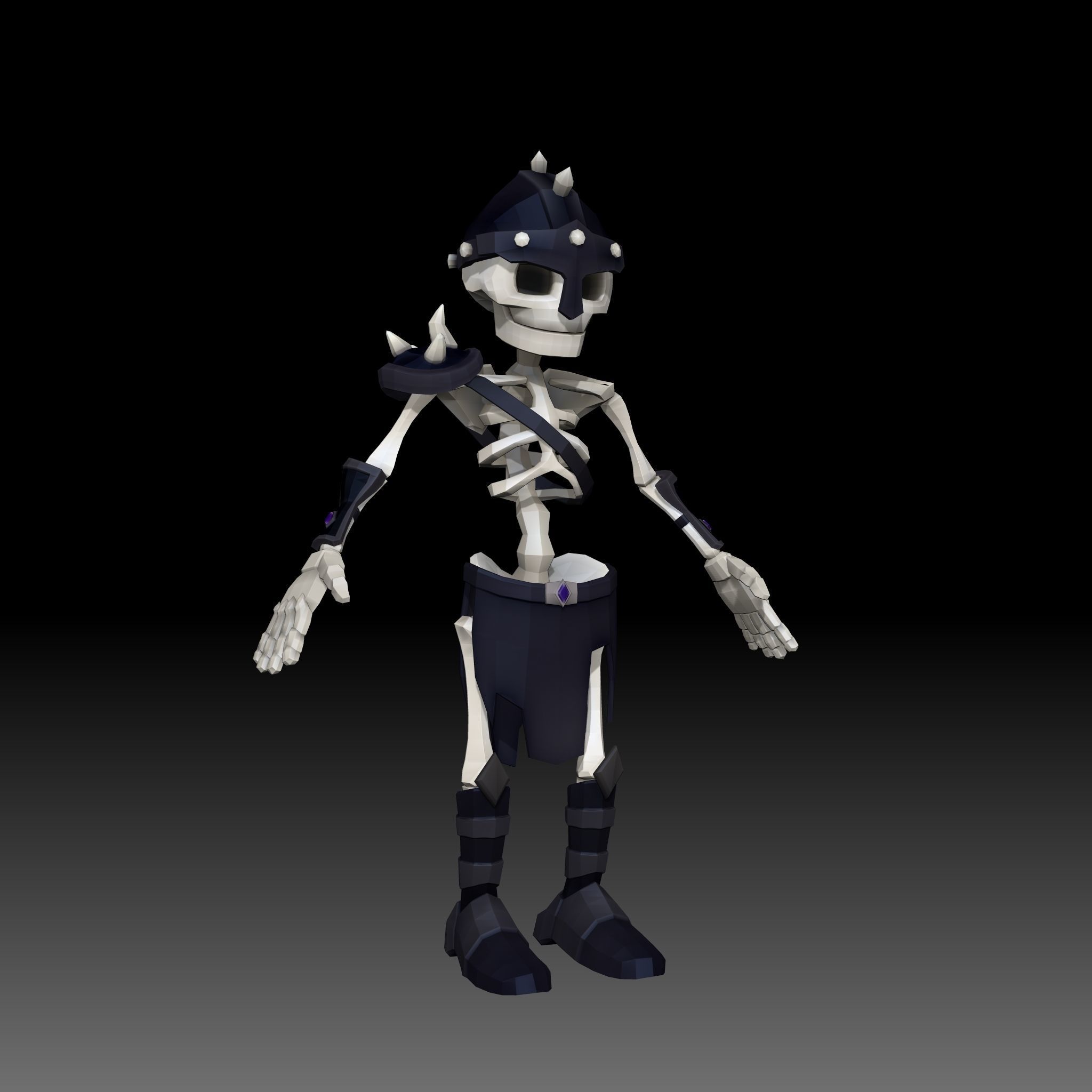 3D model Cartoon Skeleton Soldier - Mobile Game Ready VR / AR / low ...