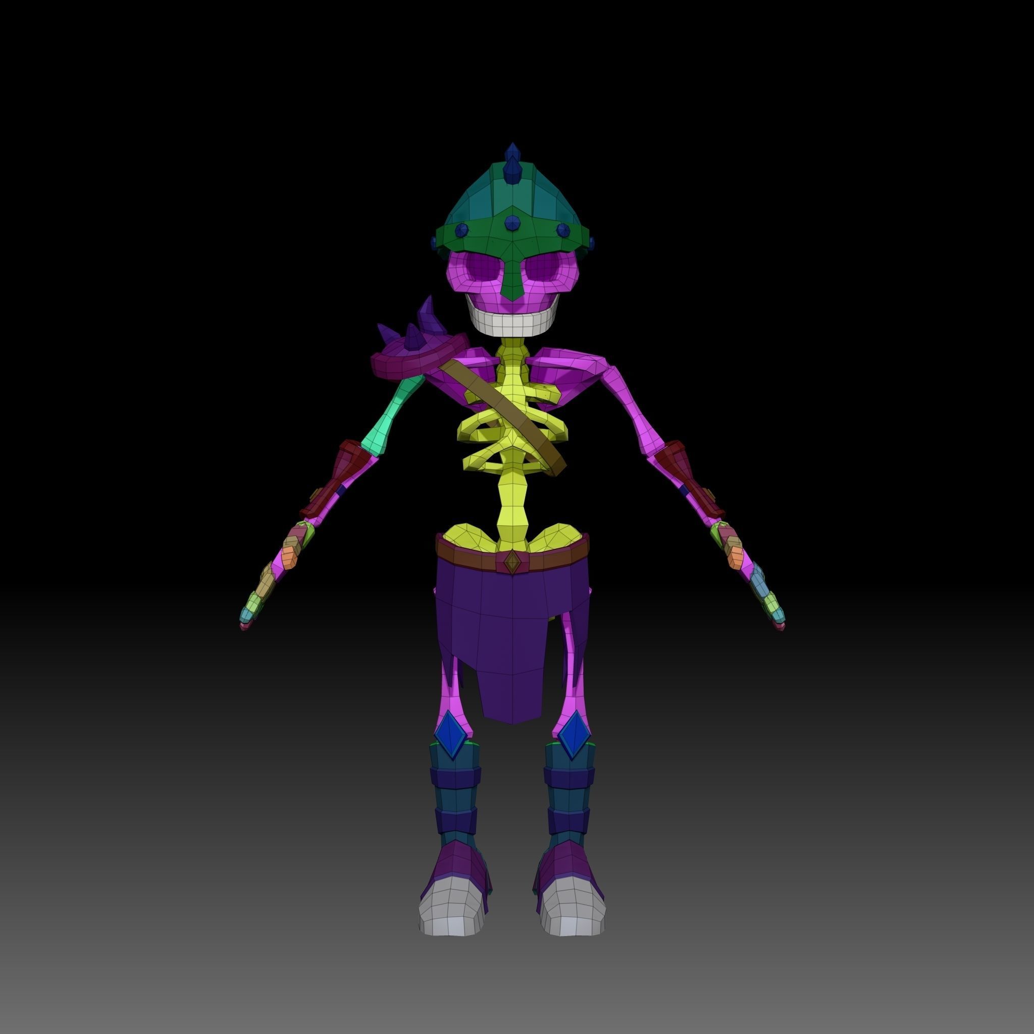 3D model Cartoon Skeleton Soldier - Mobile Game Ready VR / AR / low ...